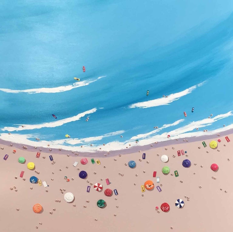 Max Todd - Contemporary Beach Scene, Bright and Colourful Landscape ...