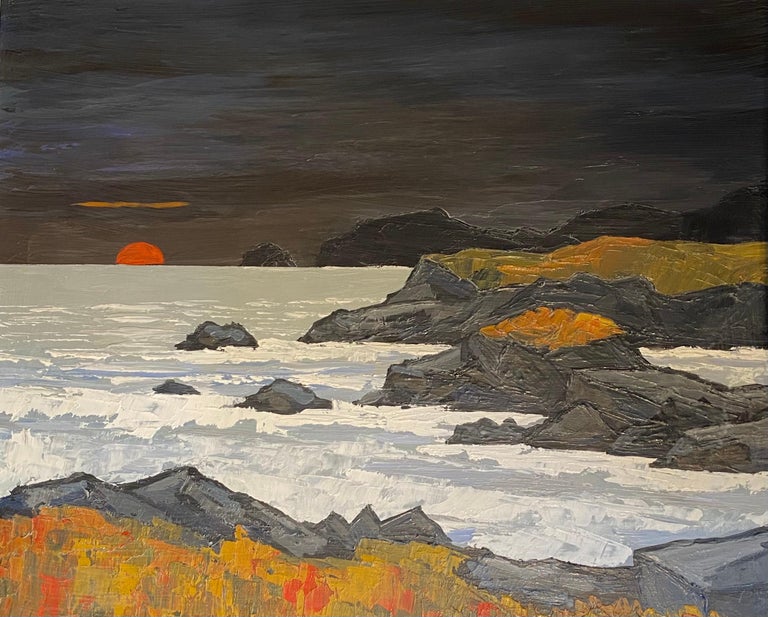 David Barnes - ''Anglesey Sunset'' Welsh Landscape painting of the sea ...