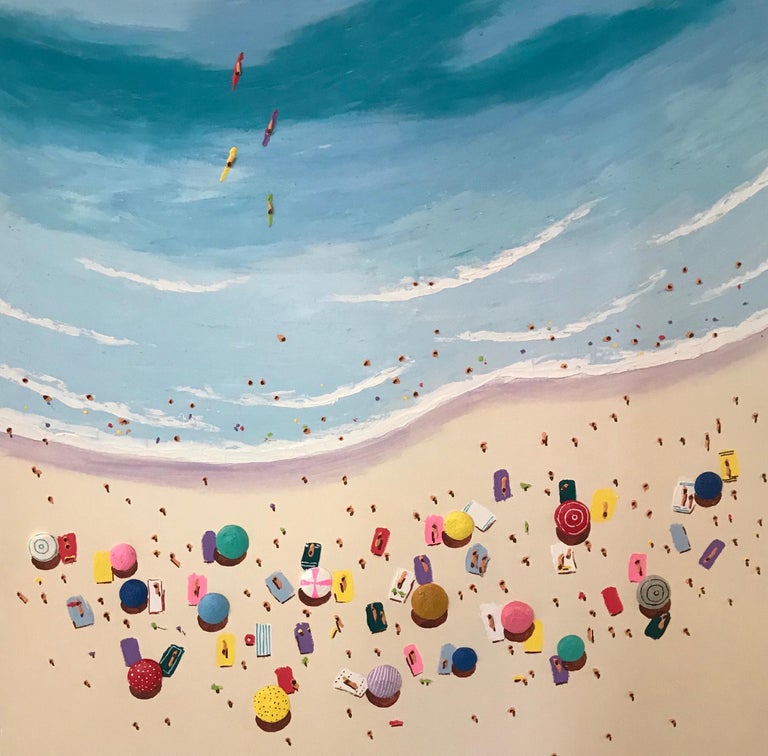 Max Todd - Contemporary Beach Scene, Bright and Colourful Landscape ...