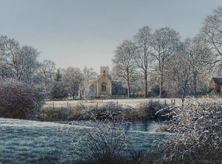 Michael Pettersson - Winter Landscape Watercolour with Trees, River and ...