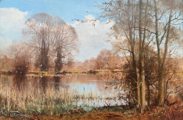 Walter Robin Jennings - Winter Gulls Original Landscape Oil Painting by ...