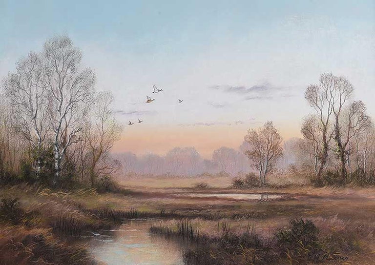 Wendy Reeves - Mallards over Wetlands in the English Countryside by ...