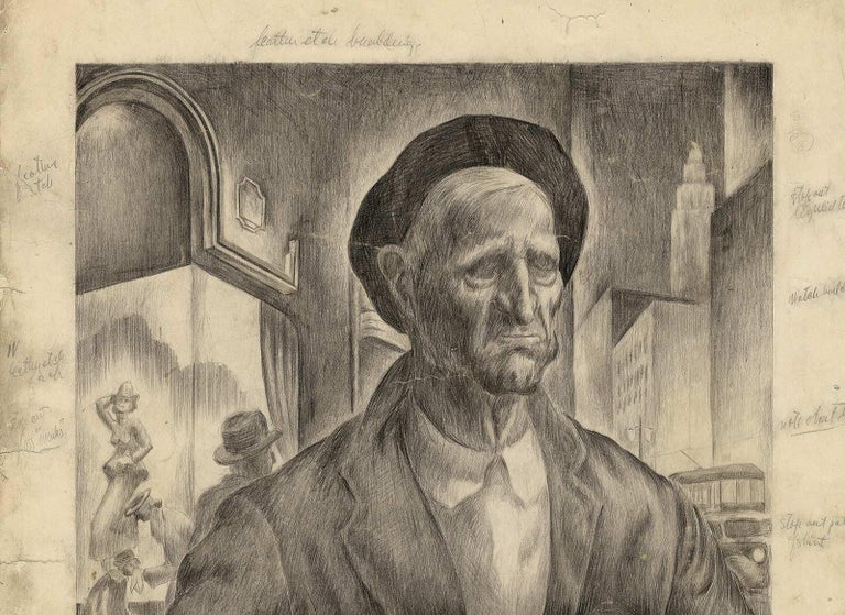 Jackson Lee Nesbitt - Blind Beggar (pencil drawing made on streets of ...