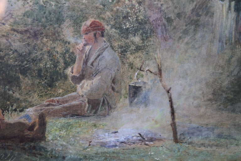 Henry George Hine - Gypsies Around a Camp Fire - British art Victorian ...
