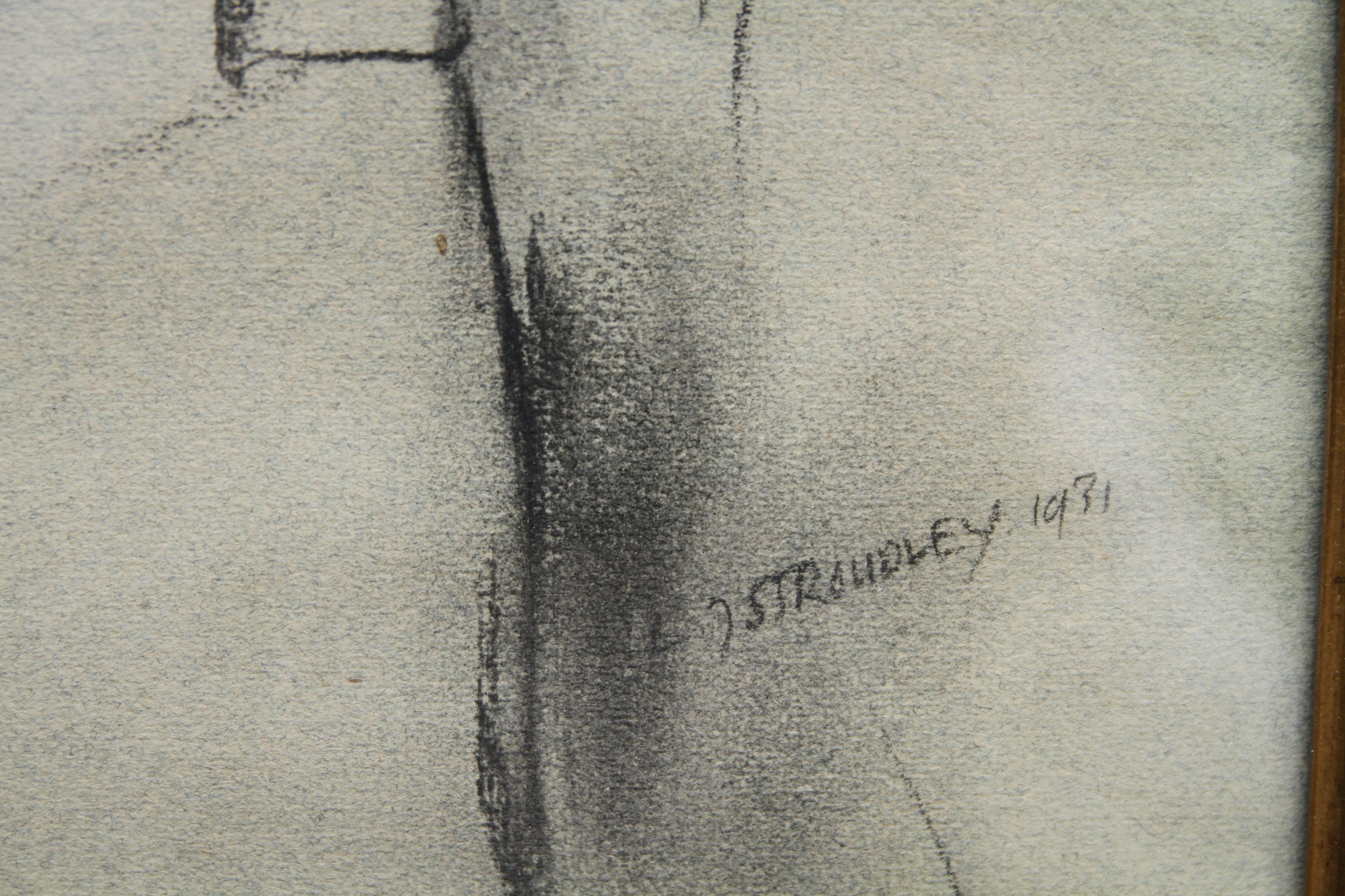 James Stroudley - Portrait of a Young Woman - Art Deco charcoal pencil ...