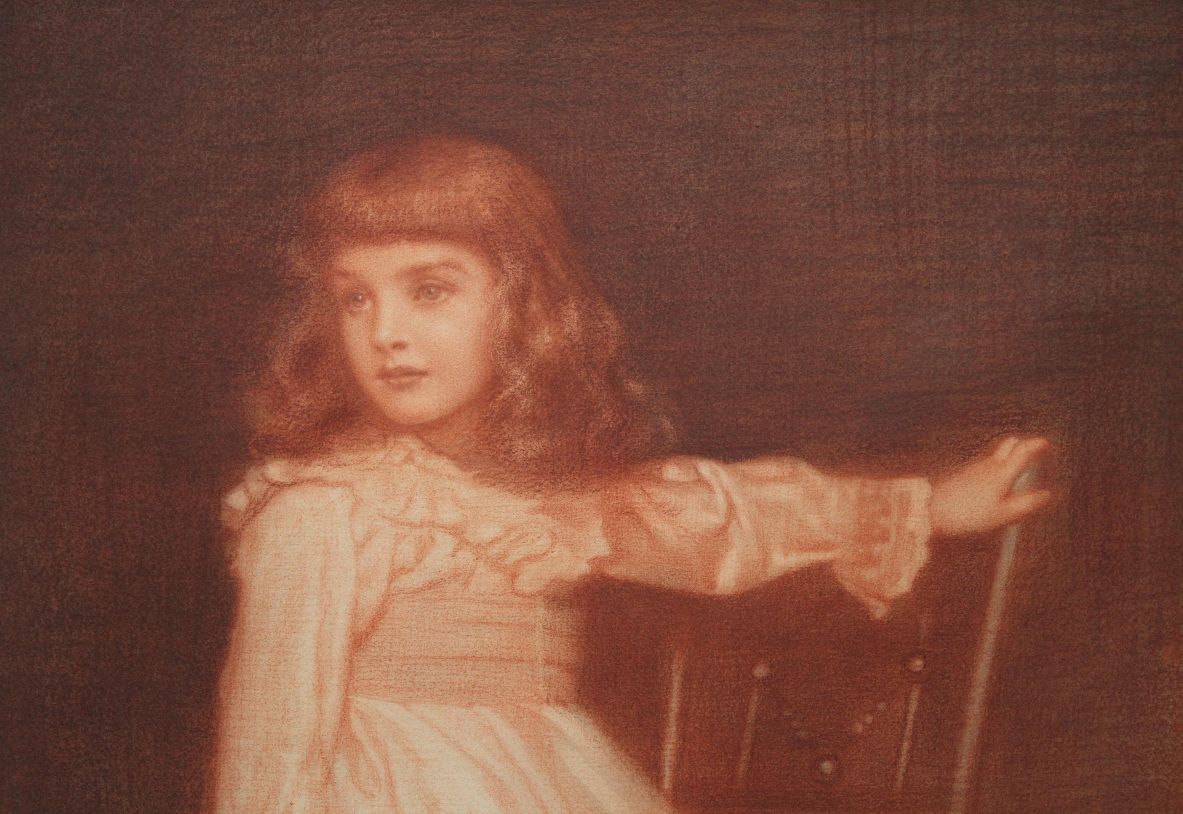 Edward Robert Hughes - Ritratto di Elaine Blunt - Disegno a gesso ...