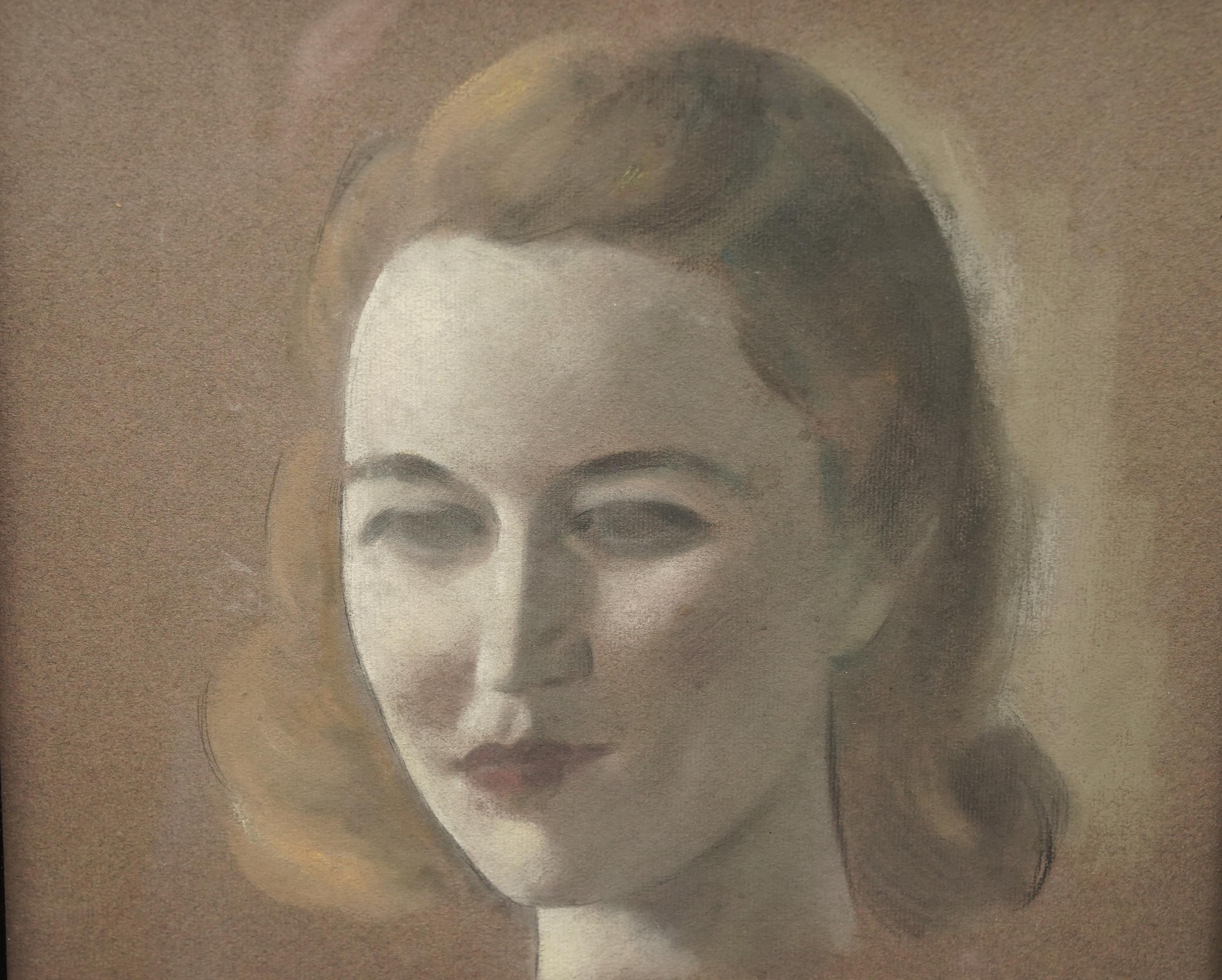 Jacob Kramer - Portrait of Grace - British 1920's art female chalk ...