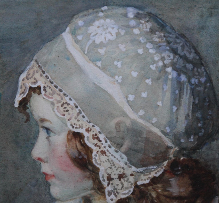 Garnet Ruskin Wolseley - Portrait of a Girl in a Lace Bonnet -British ...
