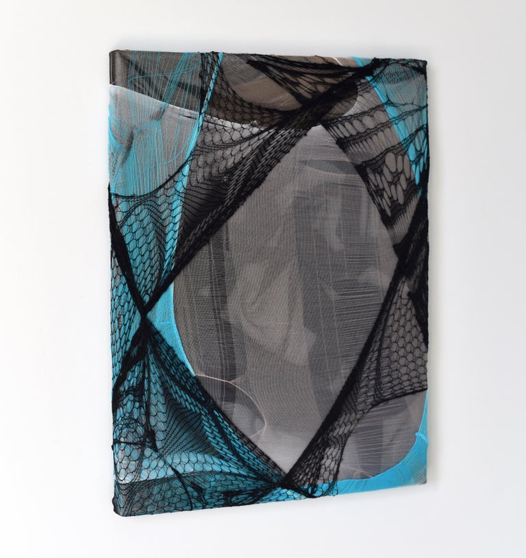 Anna-Lena Sauer - Nylon painting 18 blue grey fabric abstract painting ...