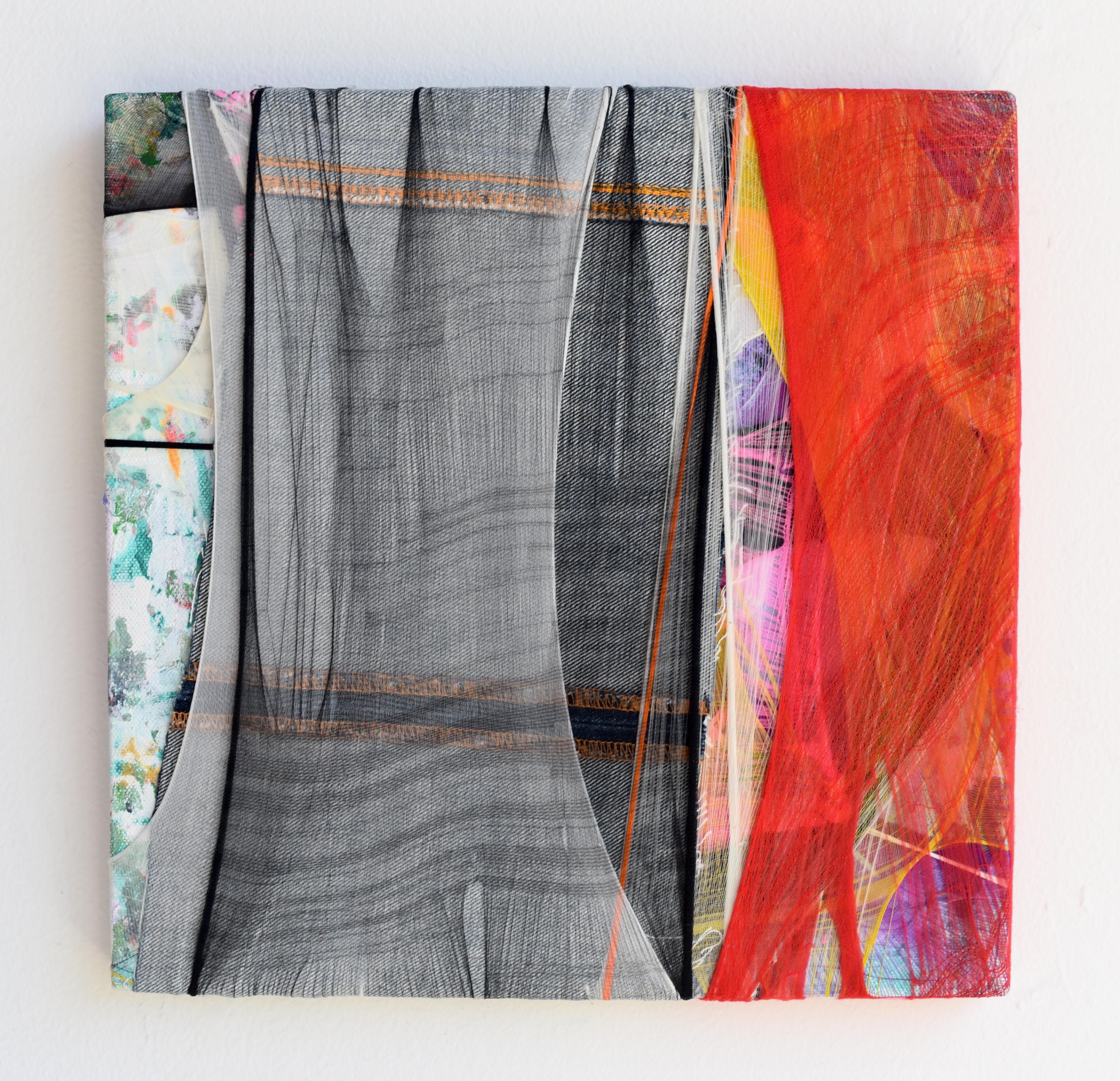 Anna-Lena Sauer - Nylon Painting 11 fabric red grey abstract painting ...