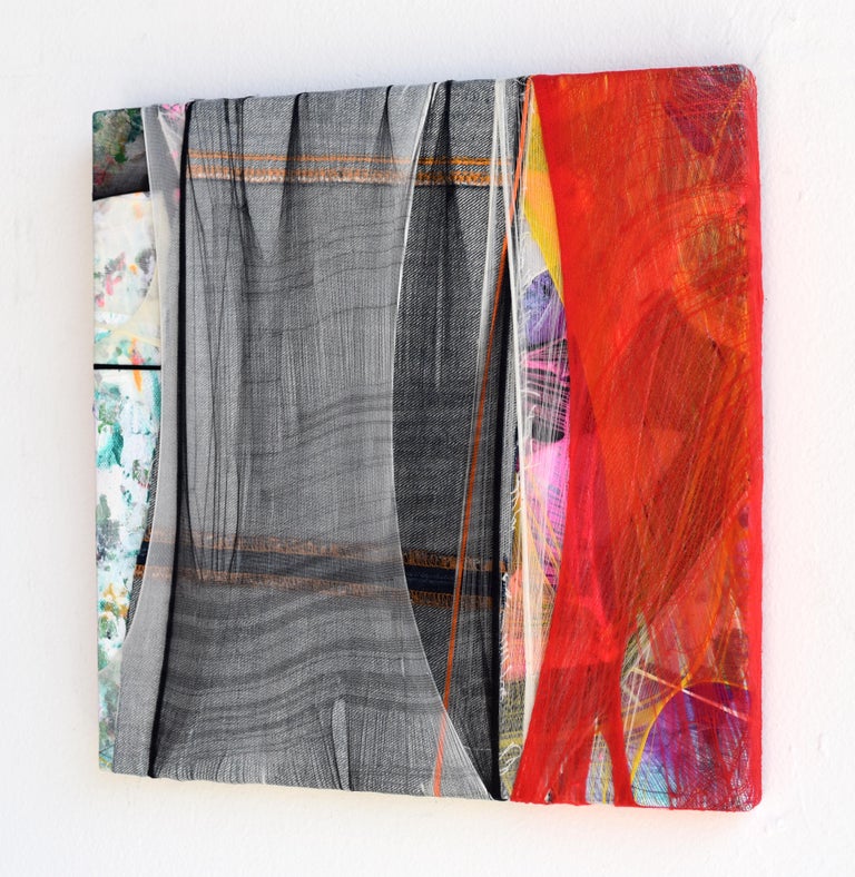 Anna-Lena Sauer - Nylon Painting 11 fabric red grey abstract painting ...