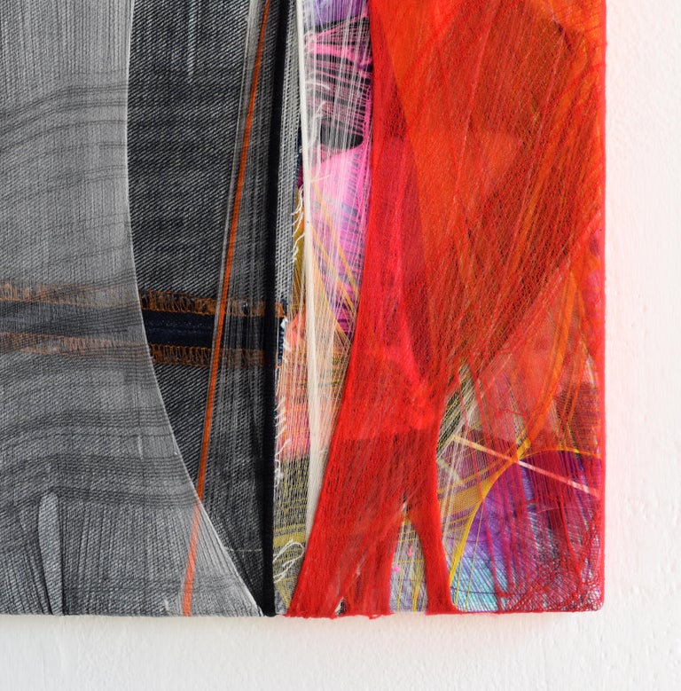 Anna-Lena Sauer - Nylon Painting 11 fabric red grey abstract painting ...