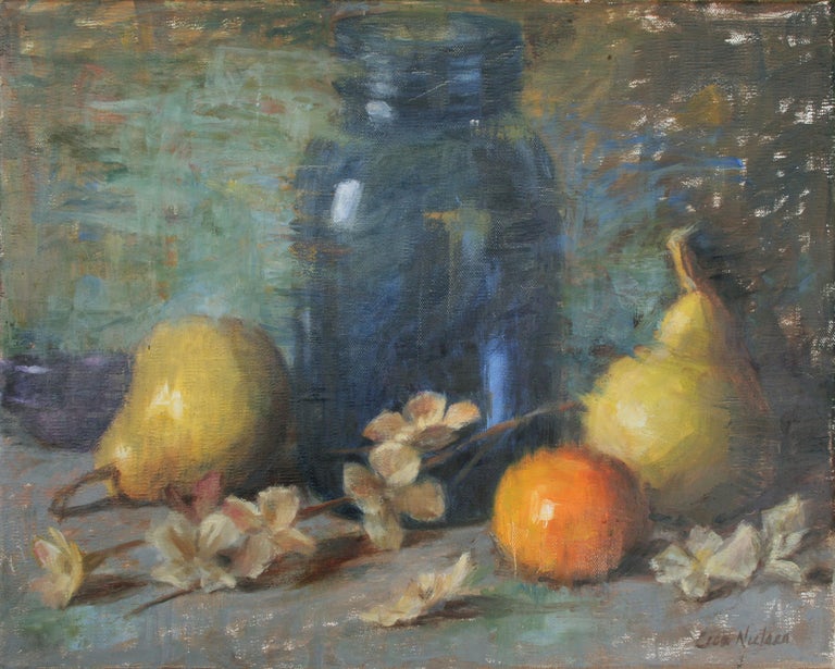 Lisa Nielsen - Blue Glass Jar, Oil Painting For Sale at 1stDibs