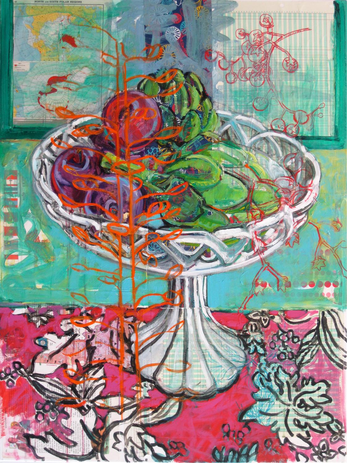 Polly Jones - Plums and Artichokes For Sale at 1stDibs
