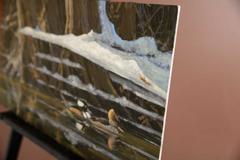 Nathan Hager - Hooded Mergansers, Oil Painting For Sale at 1stDibs
