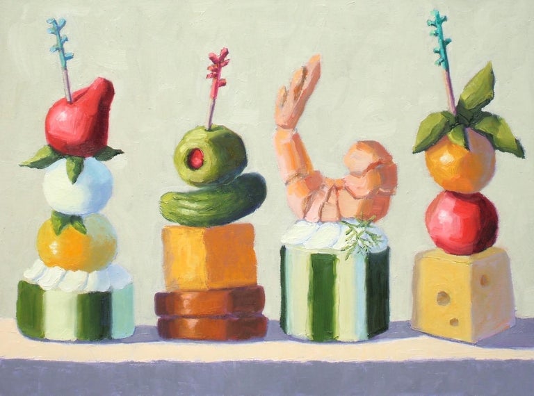 Pat Doherty - Four Appetizers, Oil Painting For Sale at 1stDibs