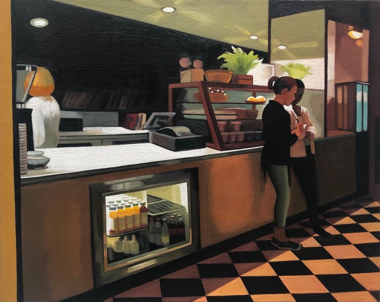 Hadley Northrop - Downtown Cafe, Oil Painting For Sale at 1stDibs