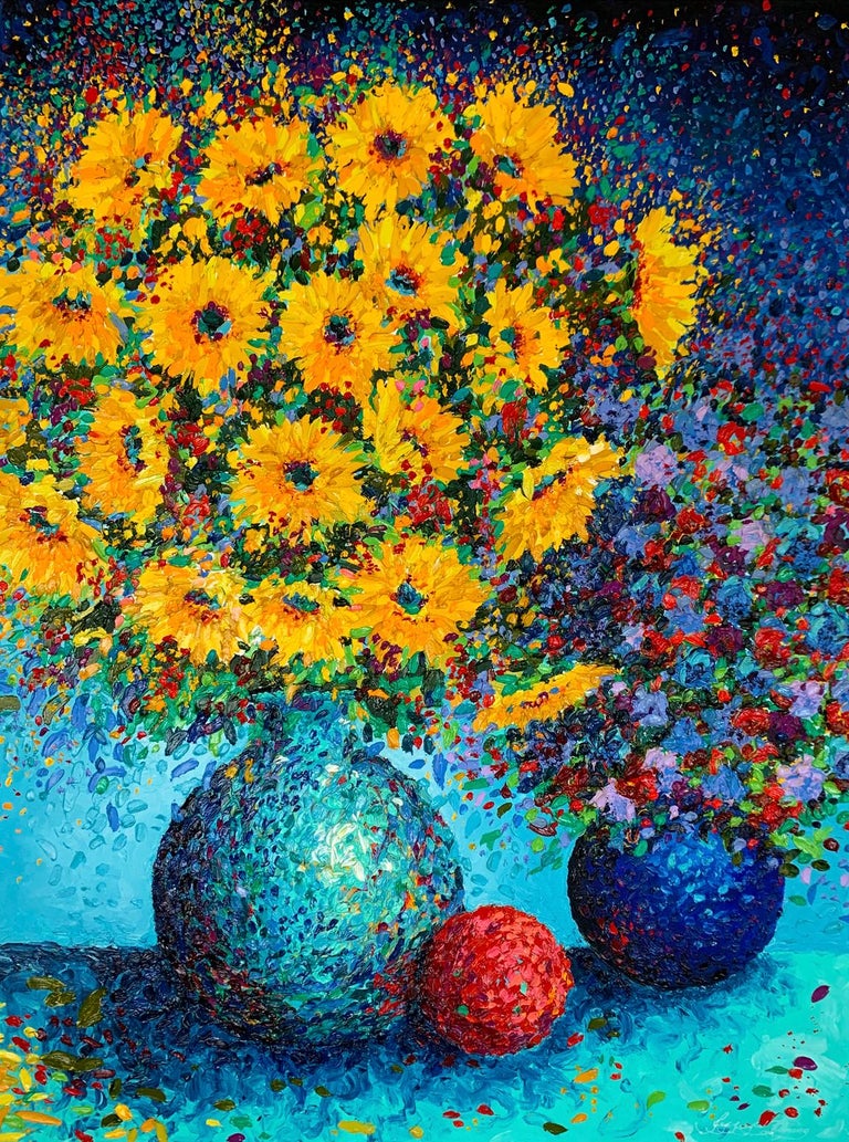 Jeff Fleming - Sunflowers in Bloom, Oil Painting For Sale at 1stDibs