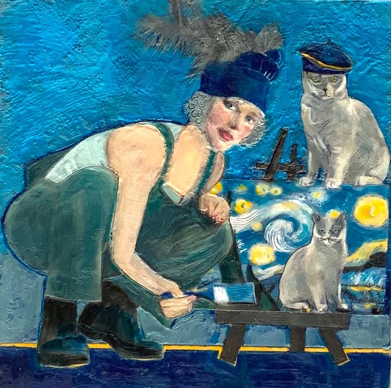 Linda Benenati - Copycat, Original Painting For Sale at 1stDibs