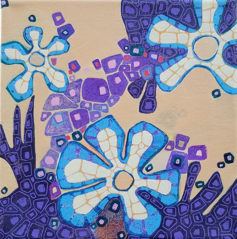 Diana Elena Chelaru - Blue Flowers, Original Painting For Sale at 1stDibs