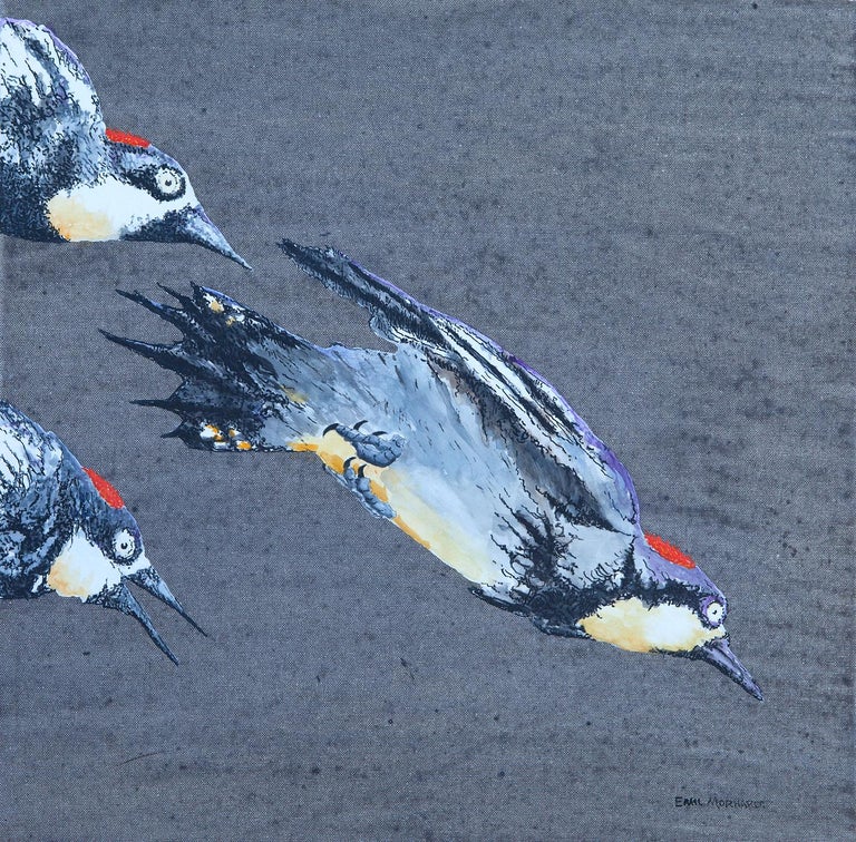 Emil Morhardt - Diving Woodpeckers, Original Painting For Sale at 1stDibs