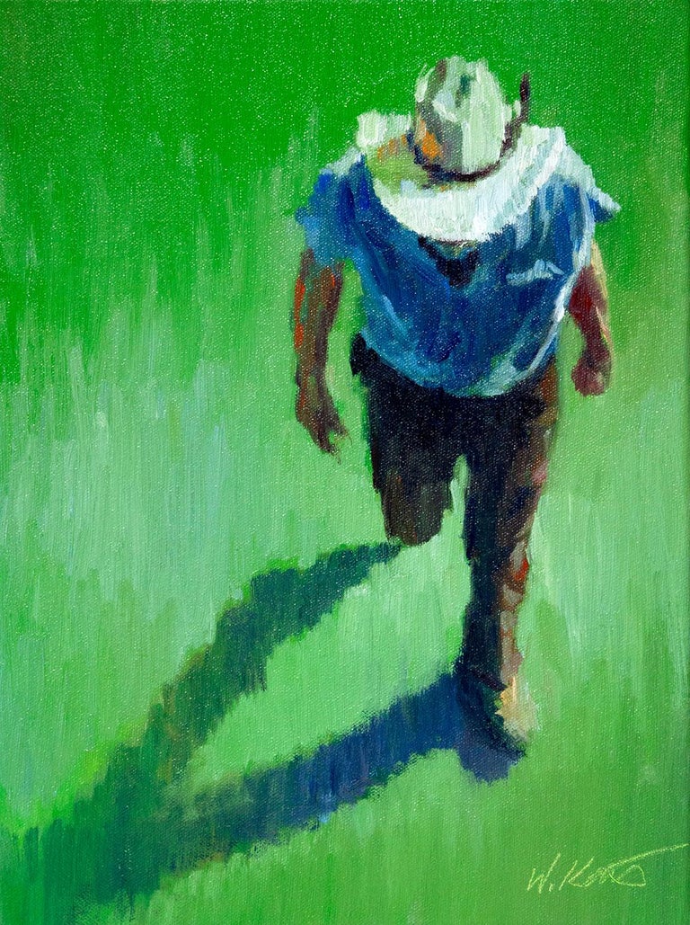 Warren Keating - Santa Fe Cowboy in Green, Oil Painting For Sale at 1stDibs
