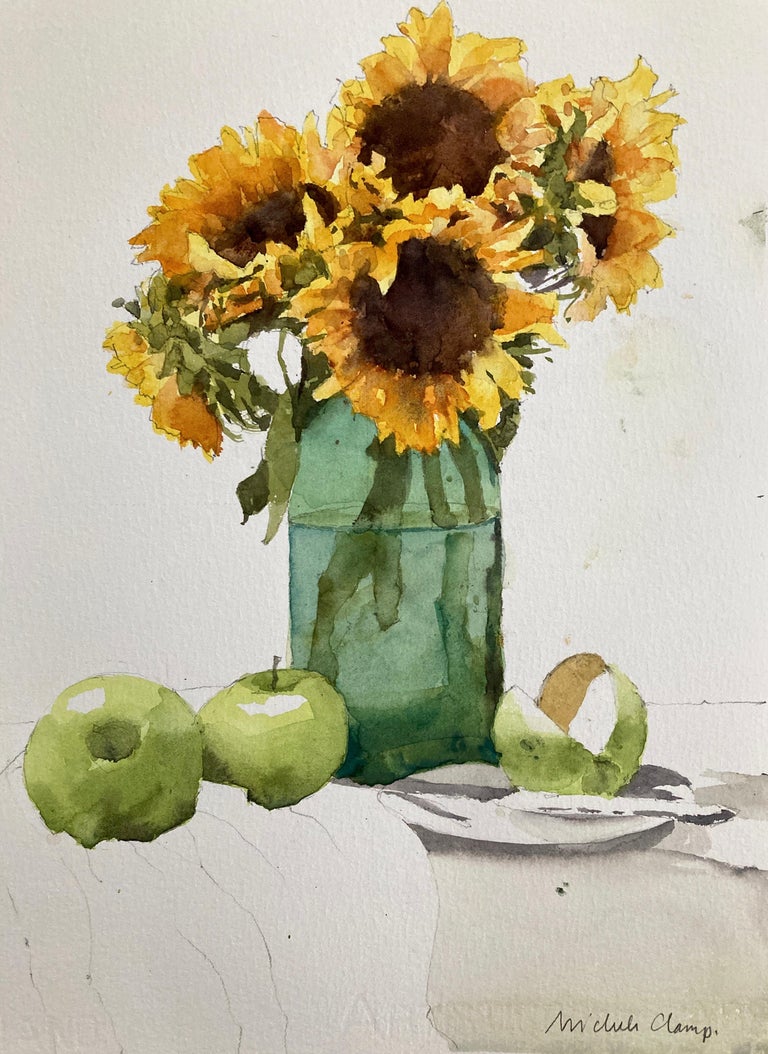 Michele Clamp - Sunflower Still Life, Original Painting For Sale at 1stDibs