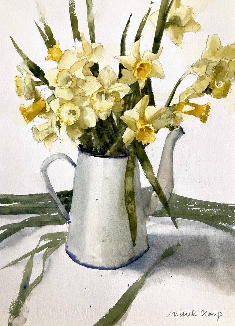 Michele Clamp - Peinture originale - Daffodils in Pot en vente sur 1stDibs