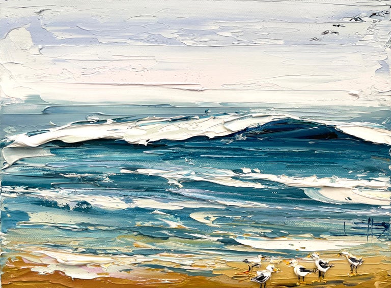 Lisa Elley - Pebble Beach with Monet, Oil Painting For Sale at 1stDibs