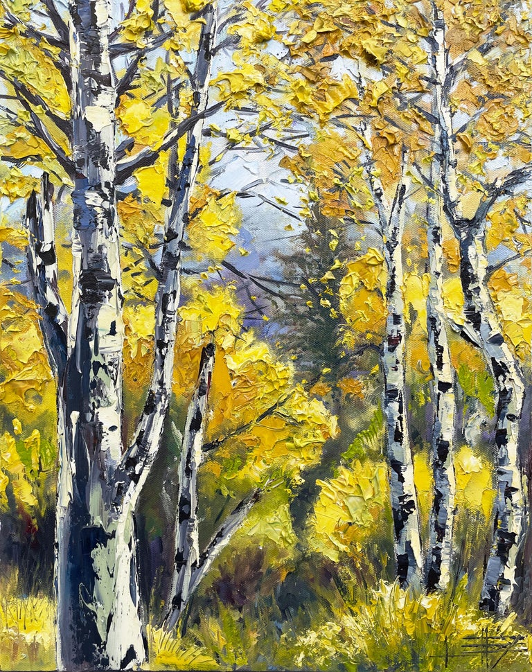 Lisa Elley - Aspens of Fall, Oil Painting For Sale at 1stDibs