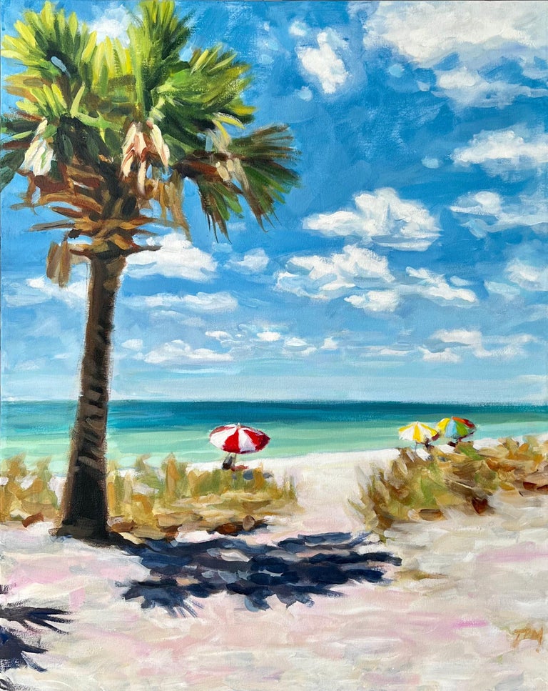 Tom Manziano - Summer Beach, Original Painting For Sale at 1stDibs