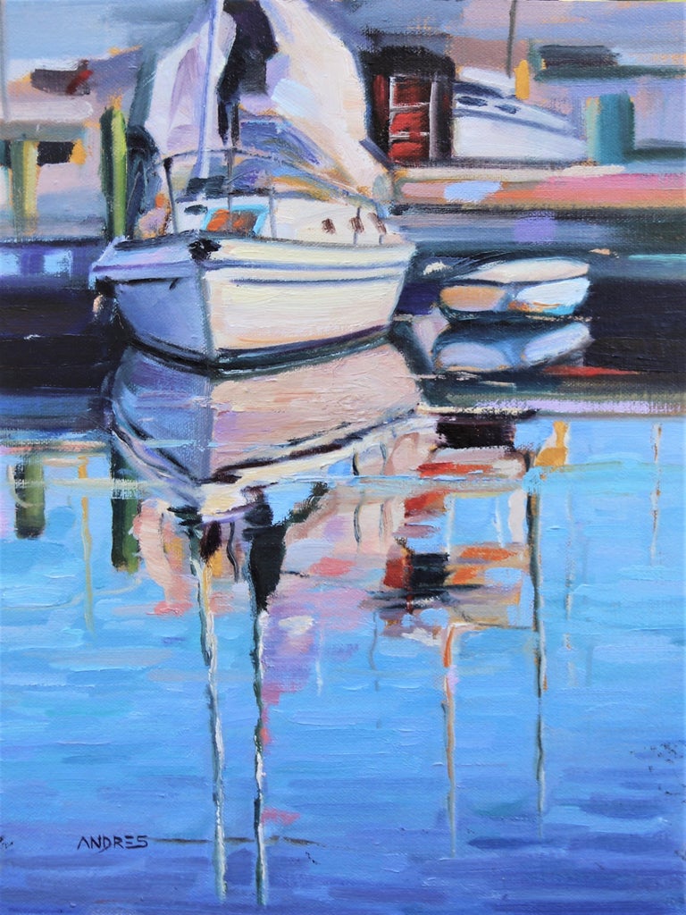 Andres Lopez - Morning in the Marina, Oil Painting For Sale at 1stDibs
