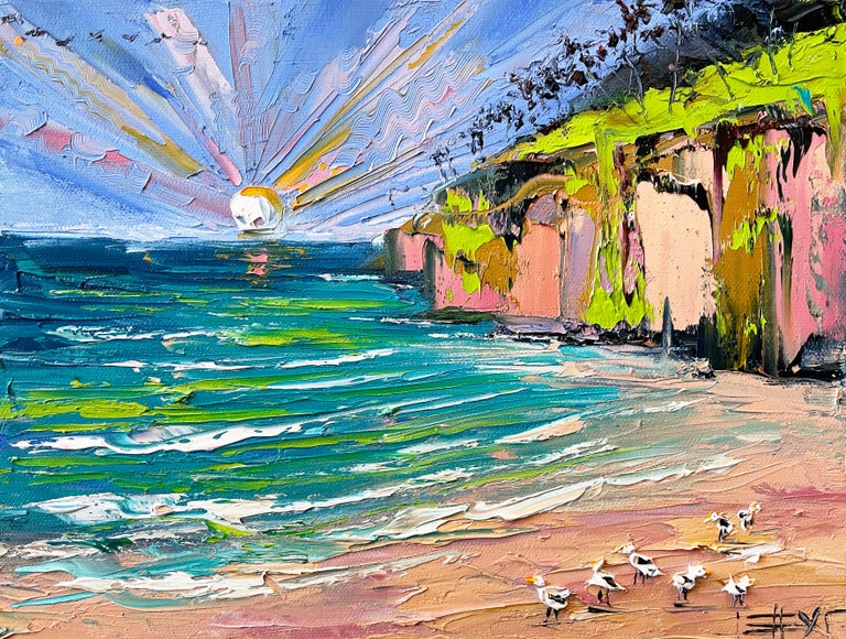 Lisa Elley - Capitola Cliffs, Oil Painting For Sale at 1stDibs