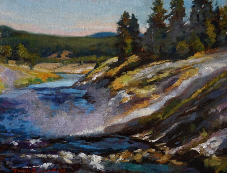 Jonelle Summerfield - Misty Stream in Yellowstone Park, Oil Painting ...