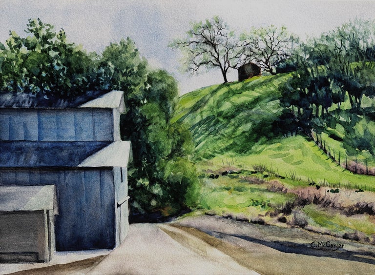 Catherine McCargar - Shadowed Hill Behind the Barn, Original Painting ...