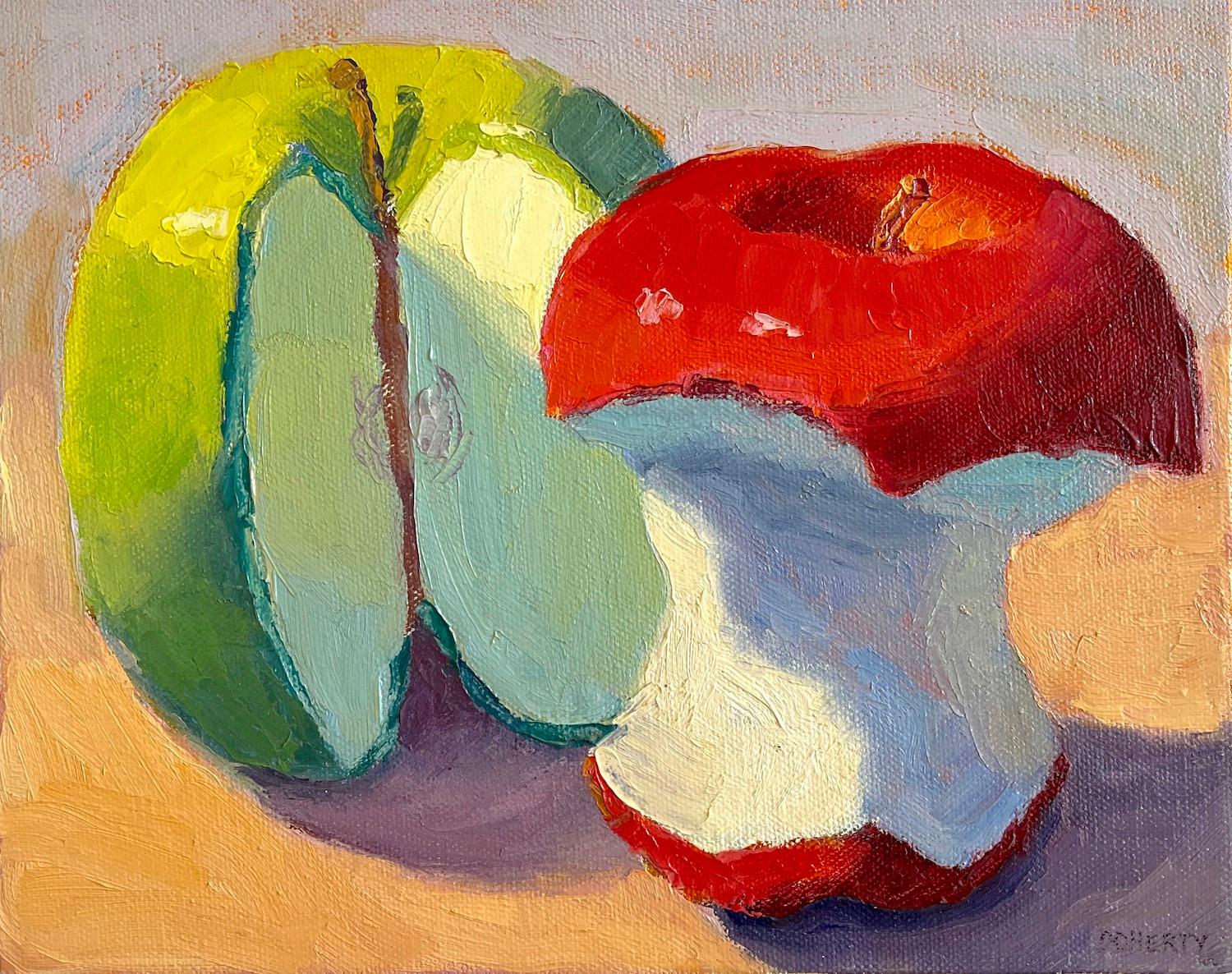 Pat Doherty - Two Apples, Oil Painting For Sale at 1stDibs