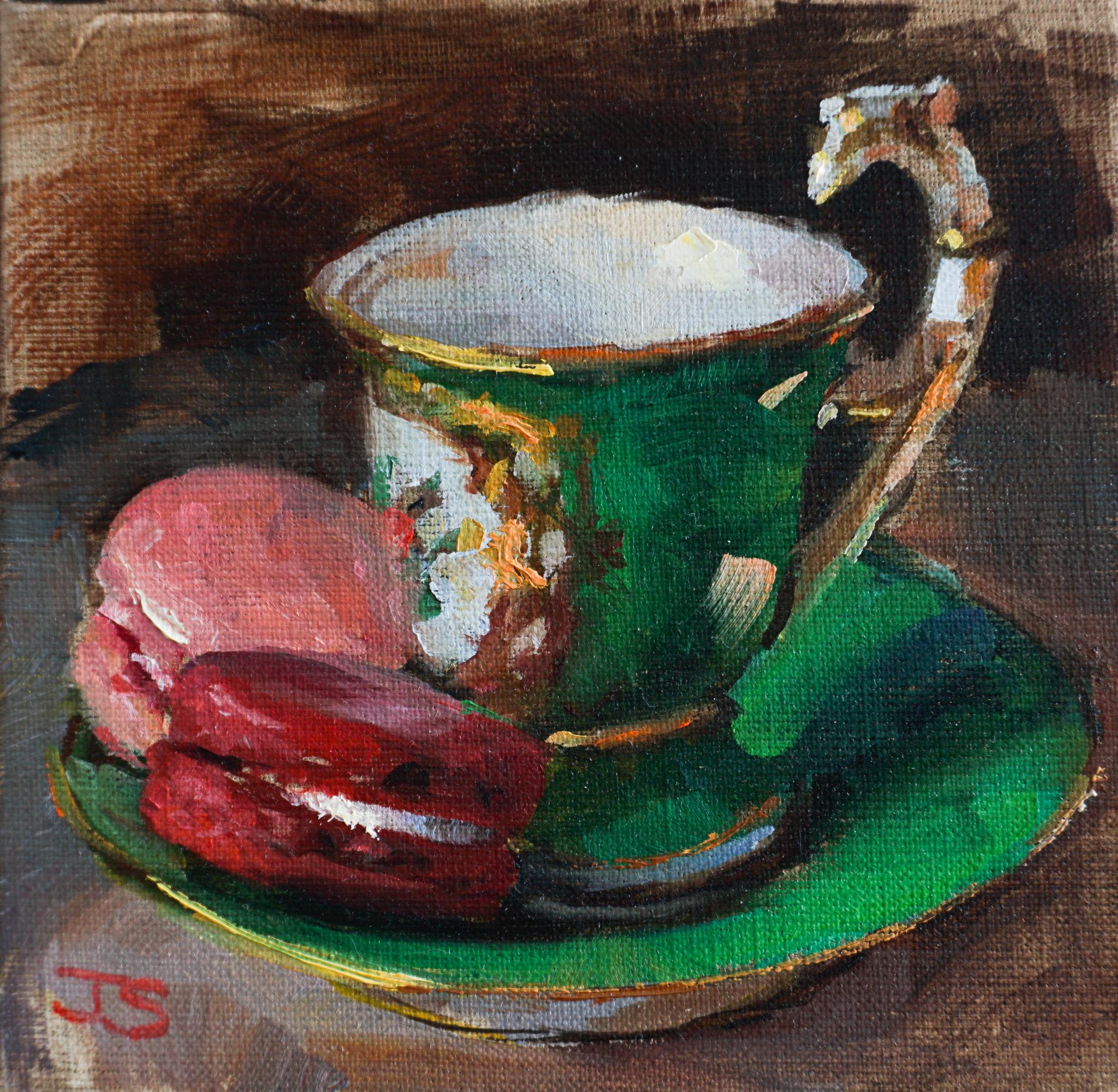 Jonelle Summerfield - Sevres Teacup with Macarons, Oil Painting For ...