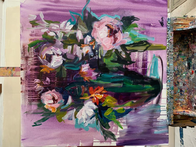 Julia Hacker - Flowers for Mother, Original Painting For Sale at 1stDibs