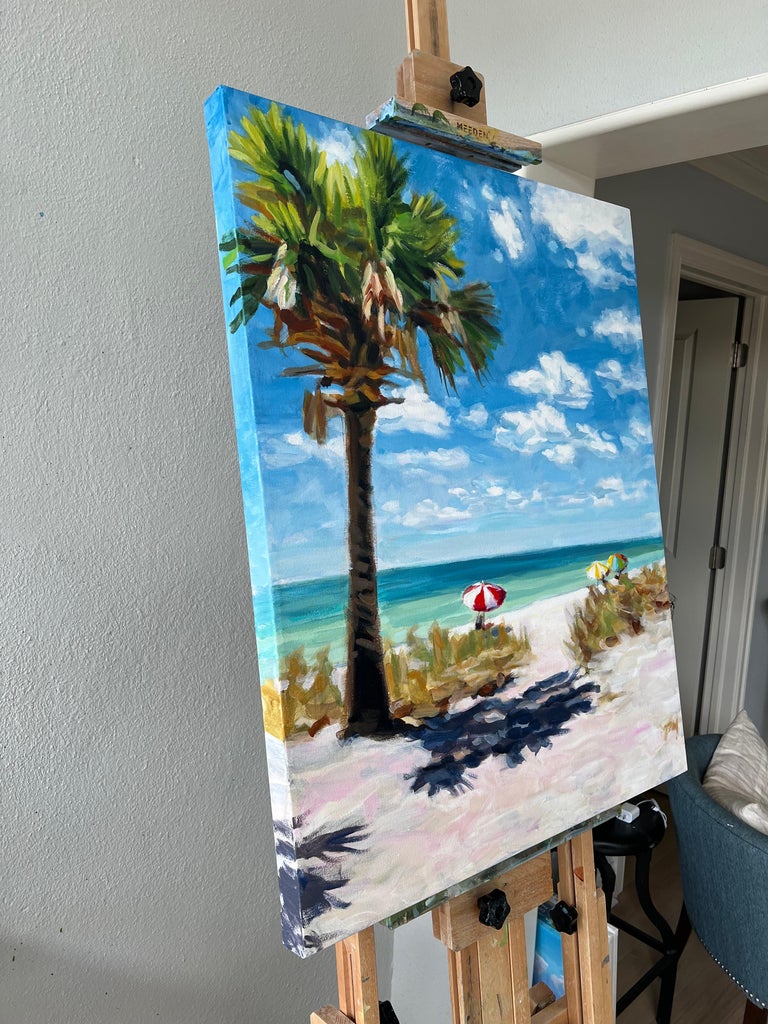 Tom Manziano - Summer Beach, Original Painting For Sale at 1stDibs