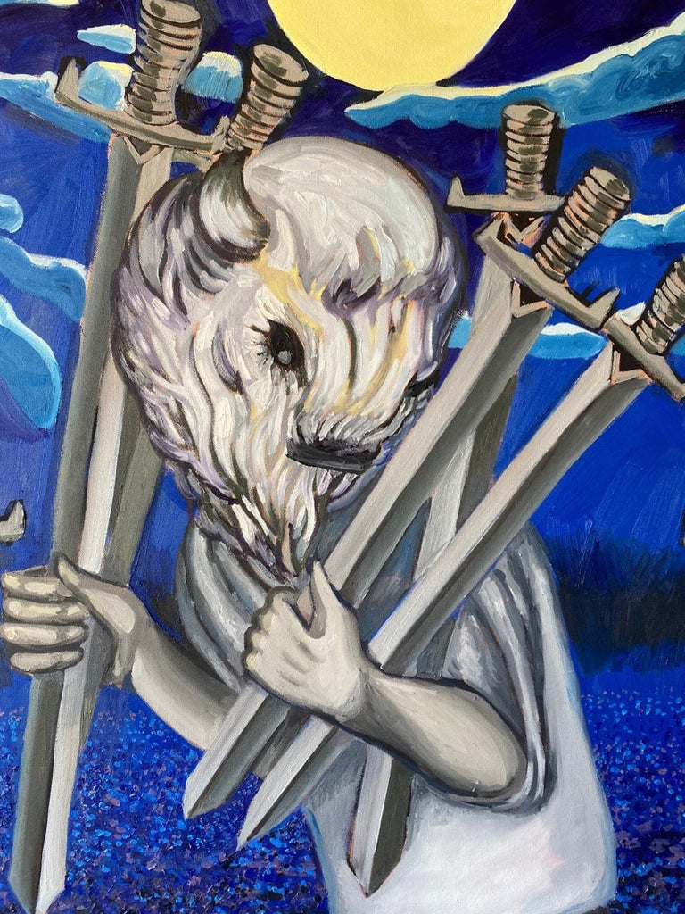 Rachel Srinivasan - Seven of Swords, Oil Painting For Sale at 1stDibs