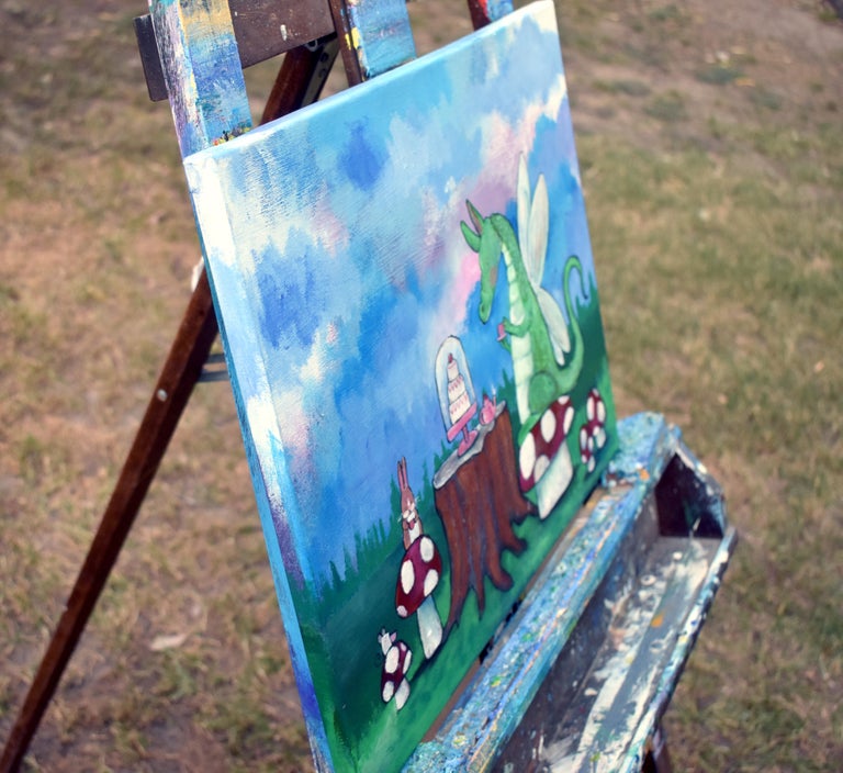 Andrea Doss - A Whimsical Tea Party, Original Painting For Sale at 1stDibs