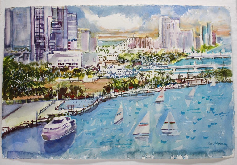 Joe Giuffrida - Miami Beach, Original Painting For Sale at 1stDibs