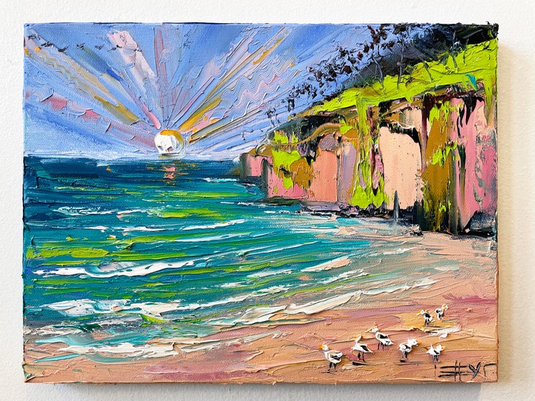 Lisa Elley - Capitola Cliffs, Oil Painting For Sale at 1stDibs