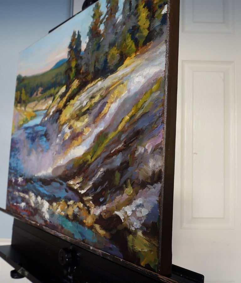 Jonelle Summerfield - Misty Stream in Yellowstone Park, Oil Painting ...