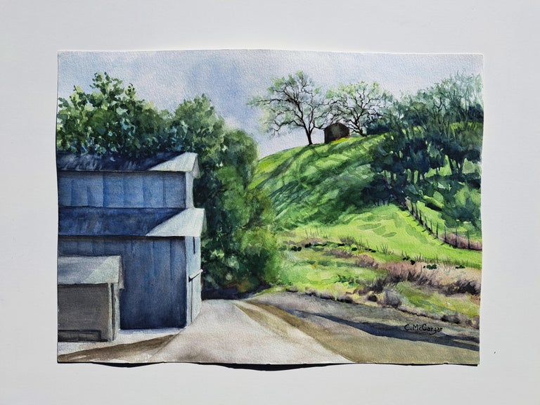 Catherine McCargar - Shadowed Hill Behind the Barn, Original Painting ...
