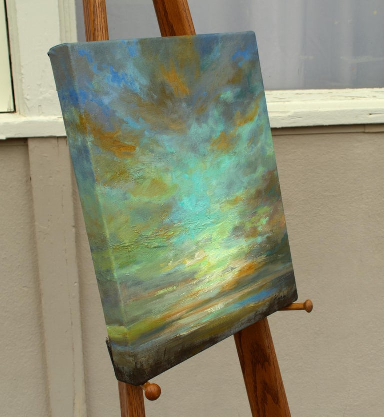 Sheila Finch - Cyan Dusk, Oil Painting For Sale at 1stDibs