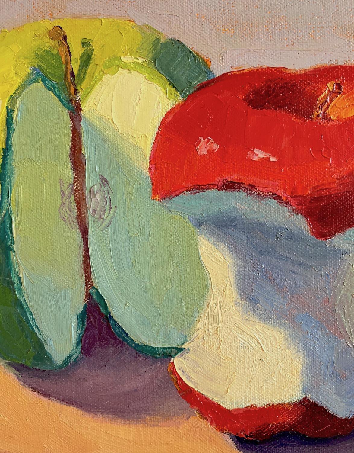 Pat Doherty - Two Apples, Oil Painting For Sale at 1stDibs