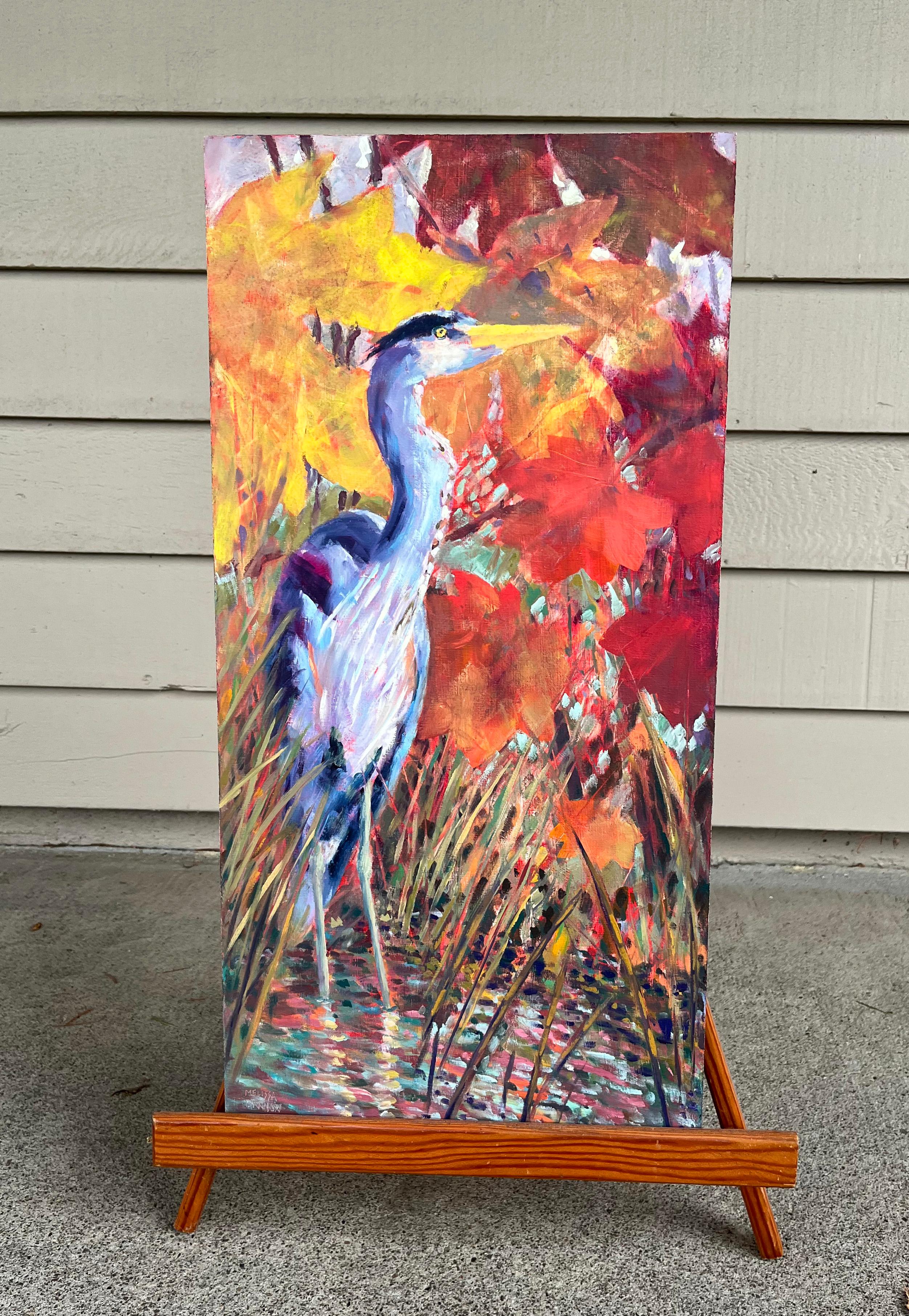 Melissa Gannon - Heron in the Fall, Oil Painting For Sale at 1stDibs