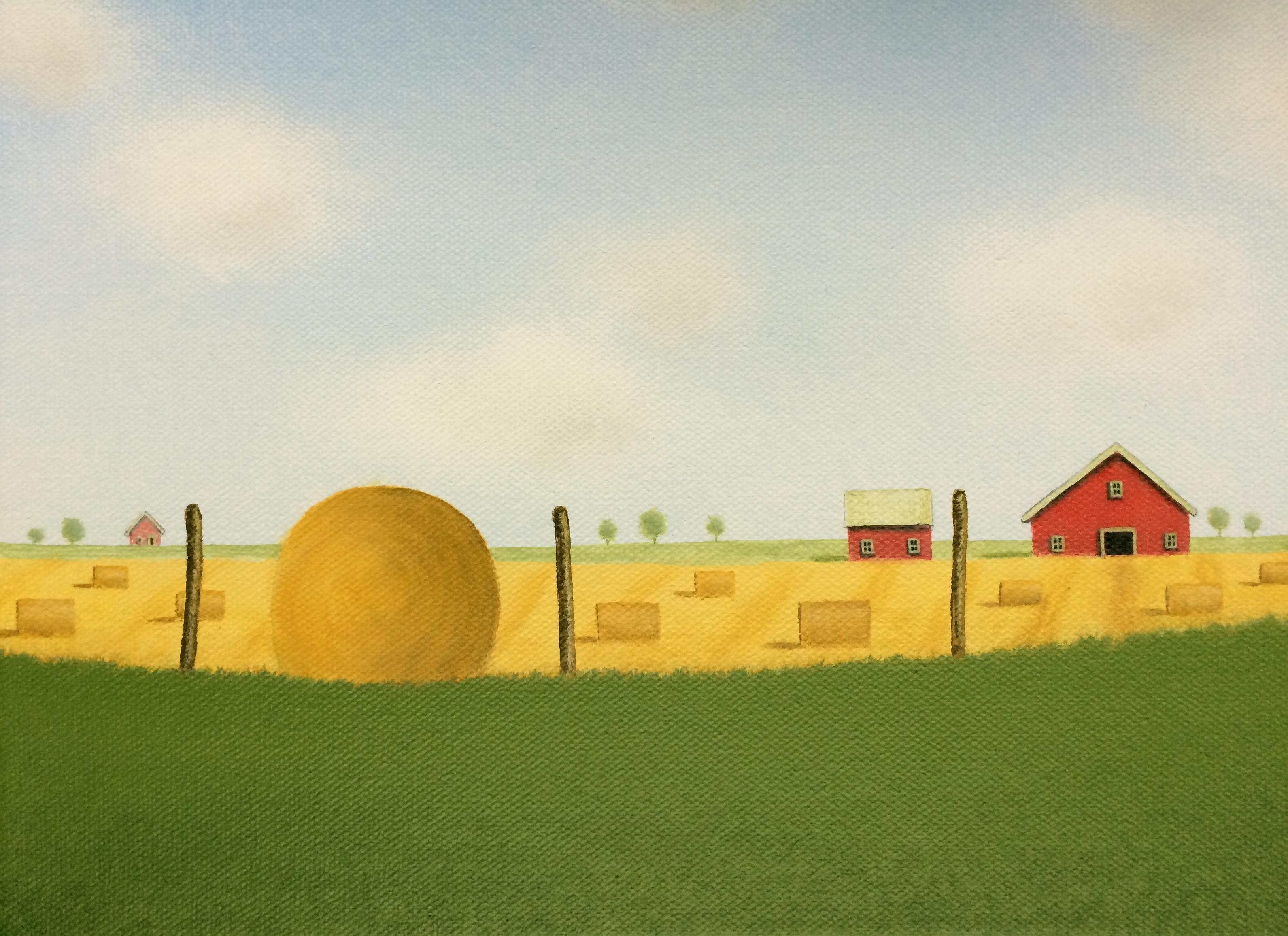 Sharon France - Bales in a Summer Field, Original Painting For Sale at ...