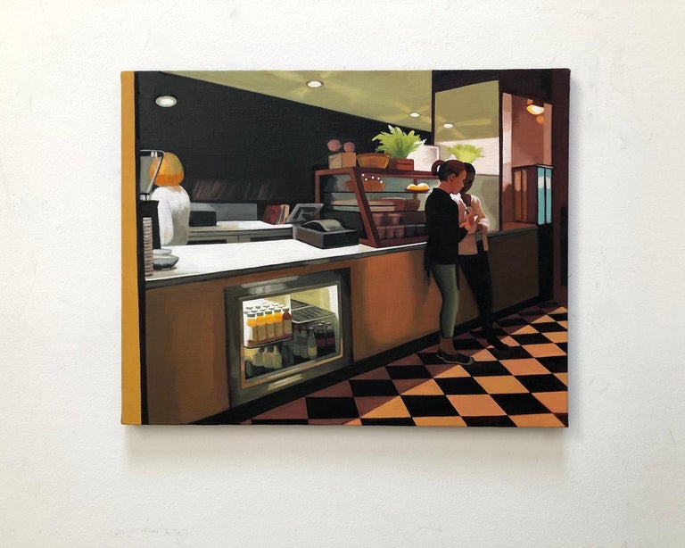 Hadley Northrop - Downtown Cafe, Oil Painting For Sale at 1stDibs